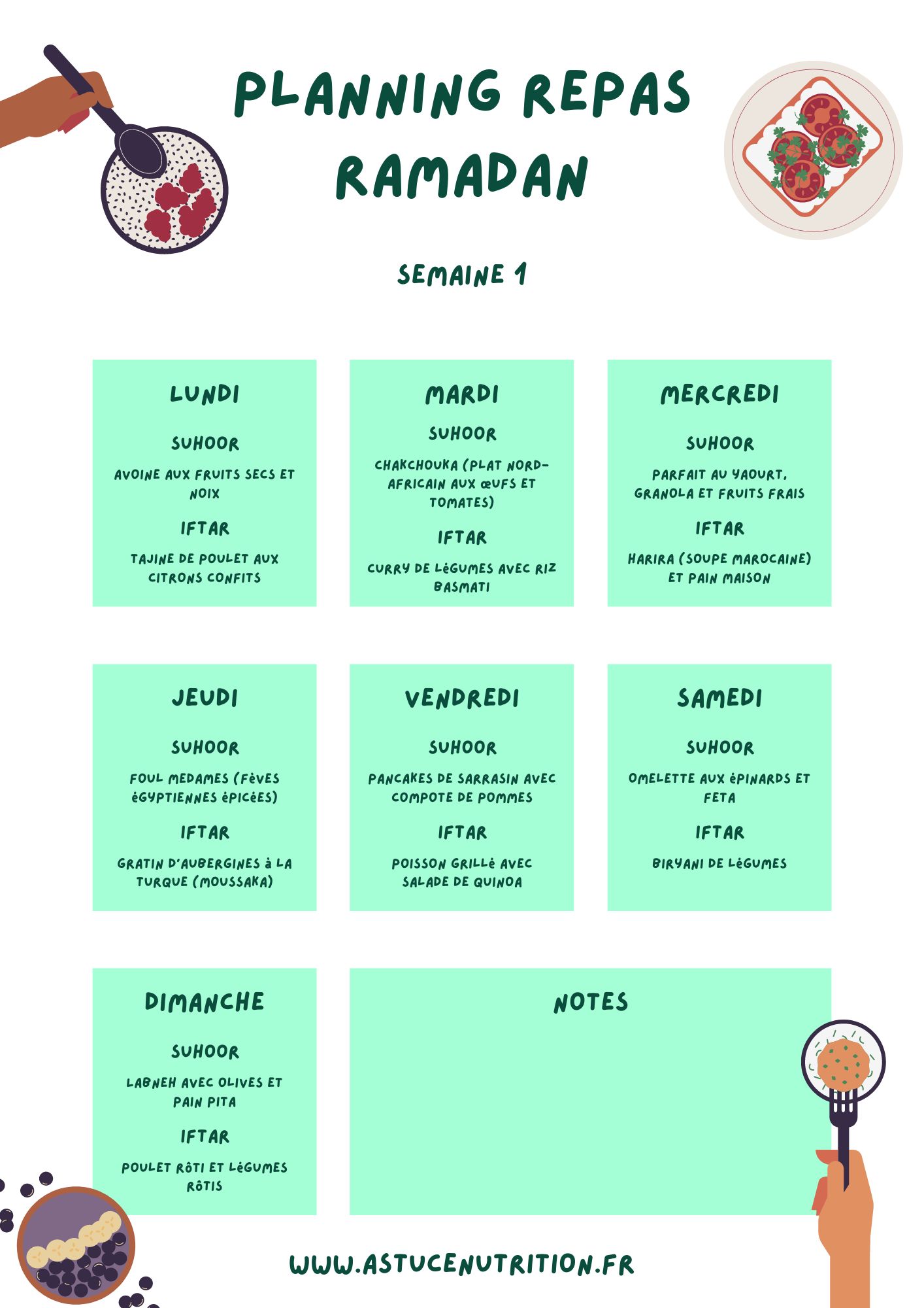 Télécharger le planning repas Ramadan 2024